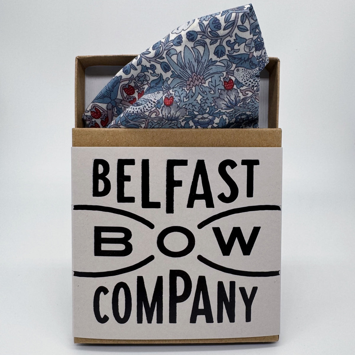 Liberty of London Pocket Square in Slate Blue Birds - Belfast Bow Company