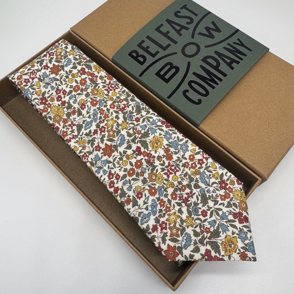 Liberty of London Tie in Orange & Blue Floral - Belfast Bow Company