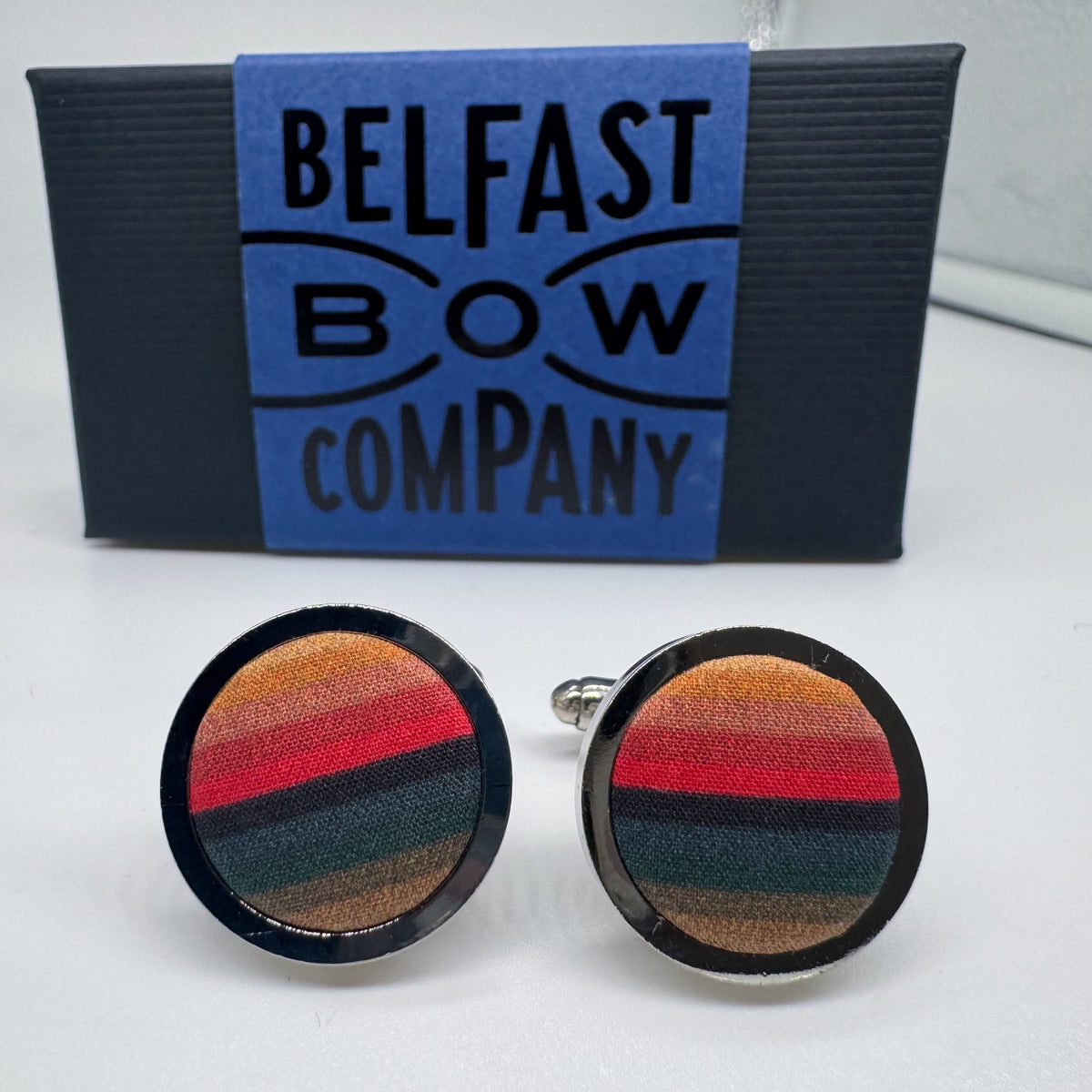 Doctor Who Cufflinks with Rainbow Stripe - Belfast Bow Company