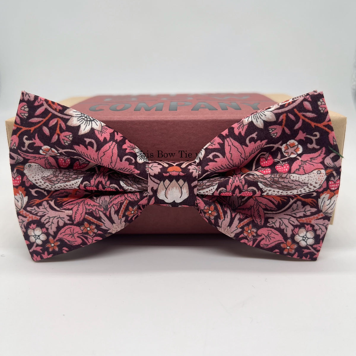 Liberty of London Bow Tie in Burgundy Strawberry Thief - Belfast Bow ...