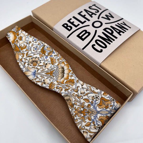 Liberty of London Bow Tie in Blue & Mustard Scrolling Flower - Belfast ...
