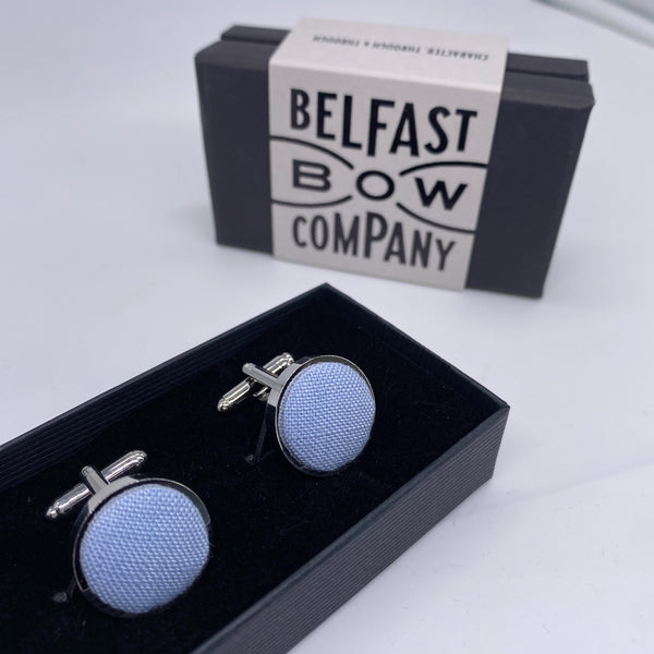 Irish Linen Cufflinks in Light Blue - Belfast Bow Company