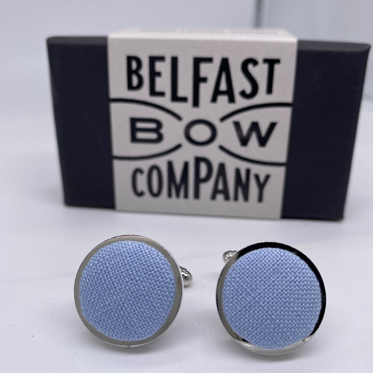 Irish Linen Cufflinks in Cornflower Blue - Belfast Bow Company