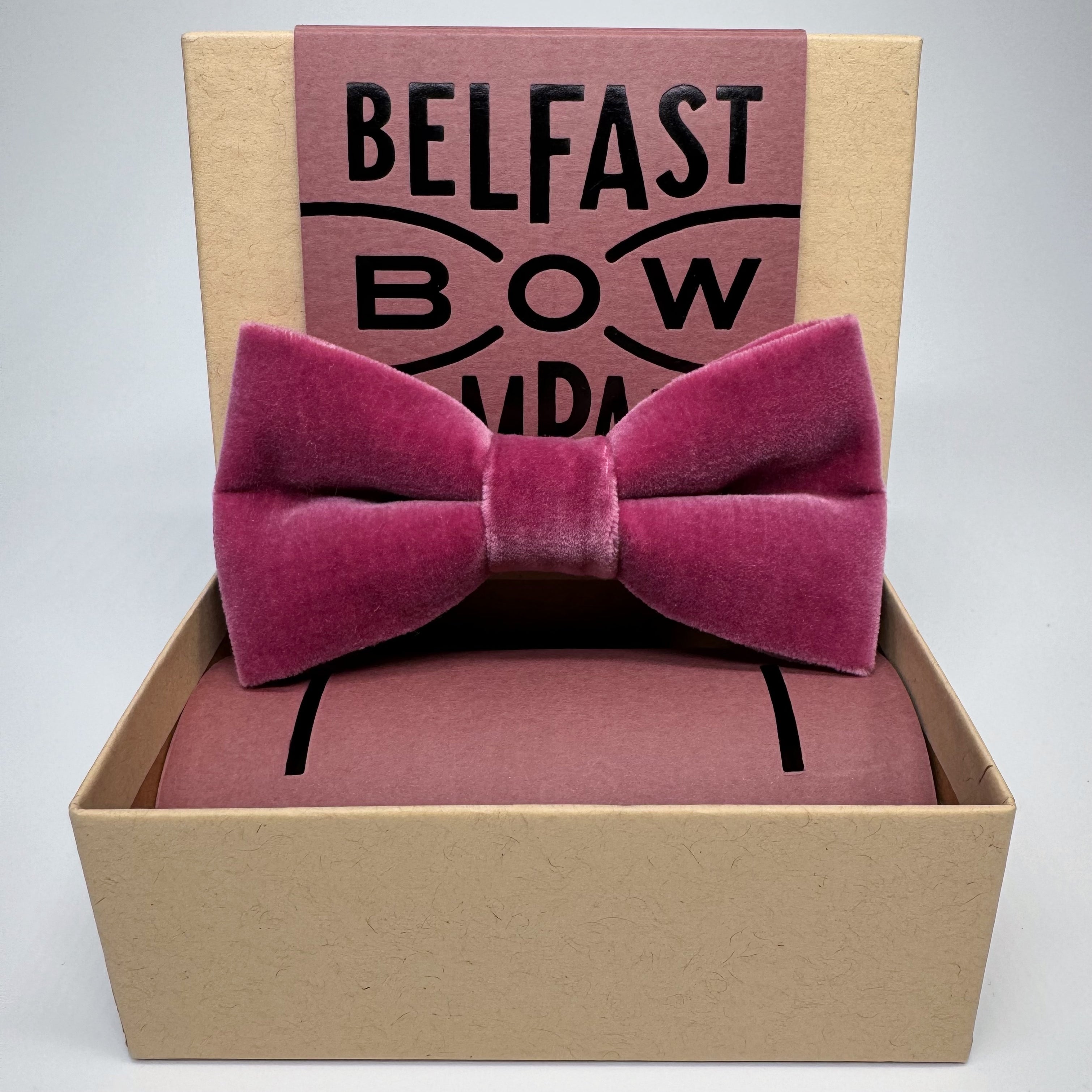 Rose Pink Velvet Bow Tie - Belfast Bow Company
