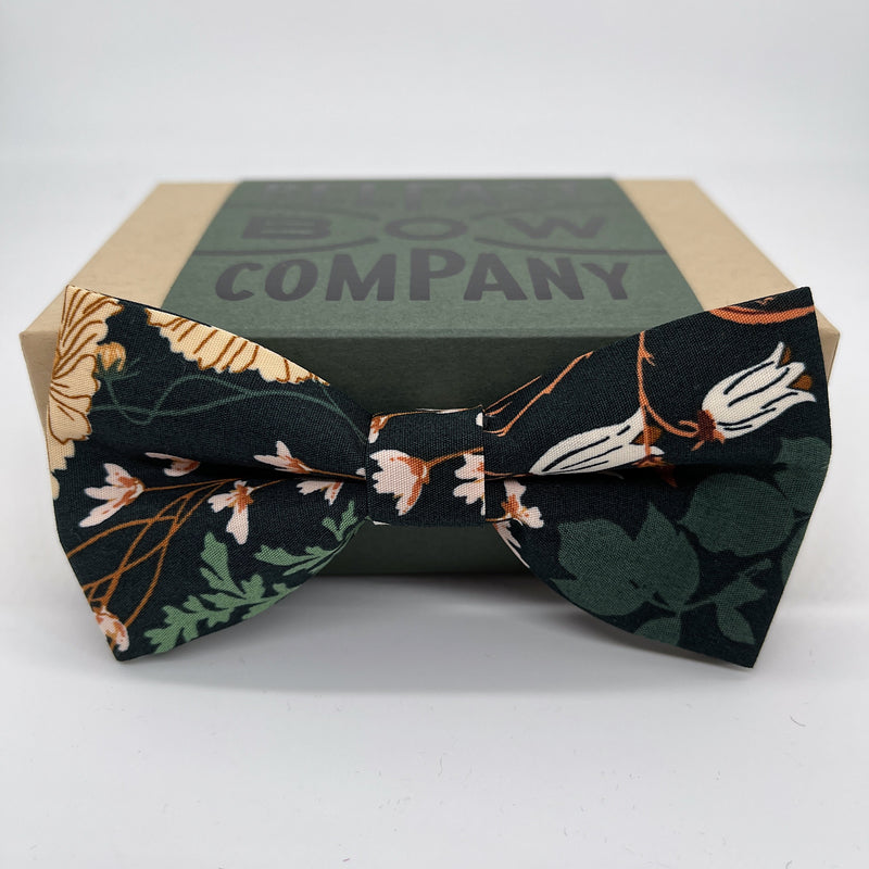 Boho Bloom Bow Tie in Deep Green Autumn Garden - Belfast Bow Company